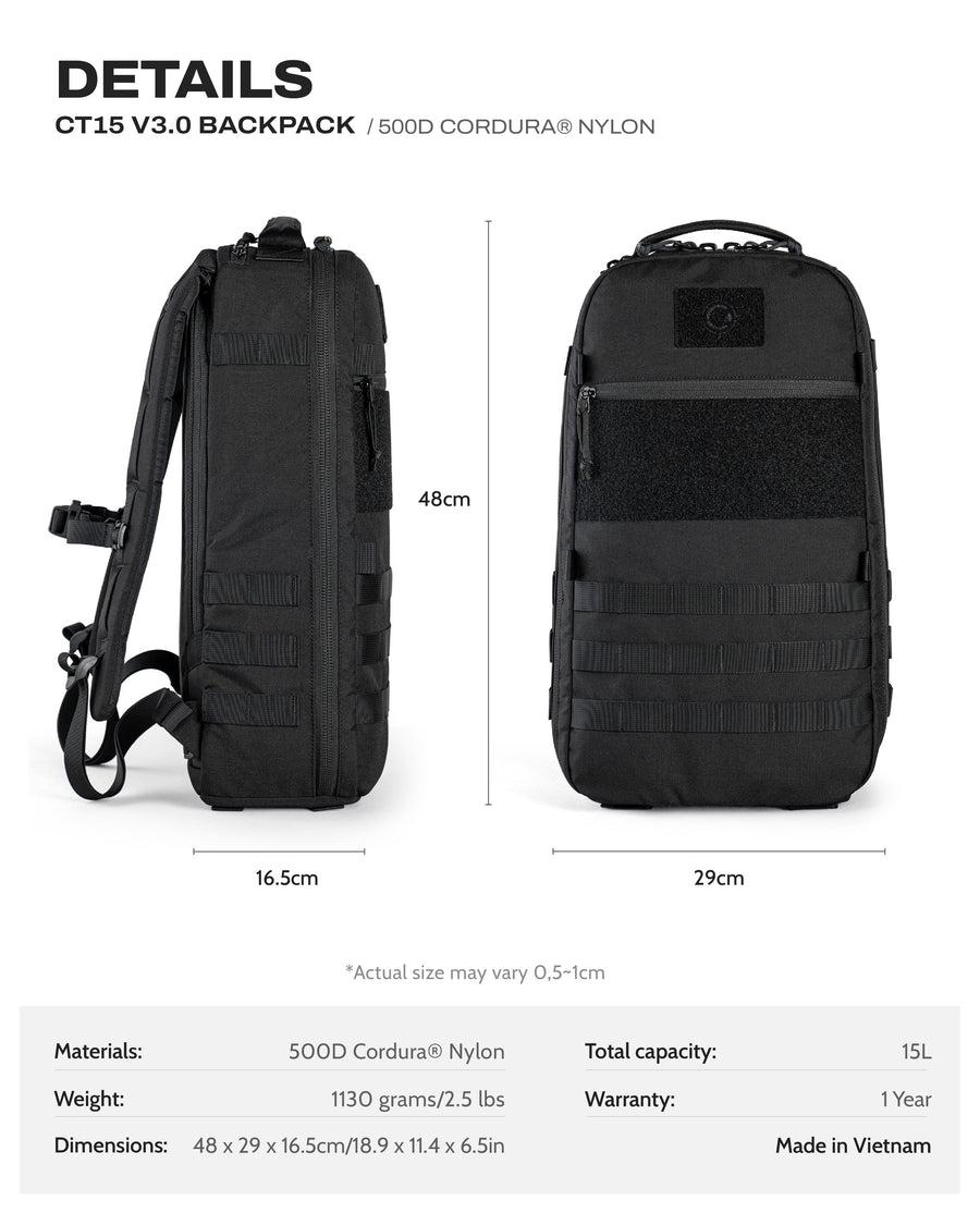 CT15 V3.0 Backpack - 500D Cordura® Nylon – Ctactical